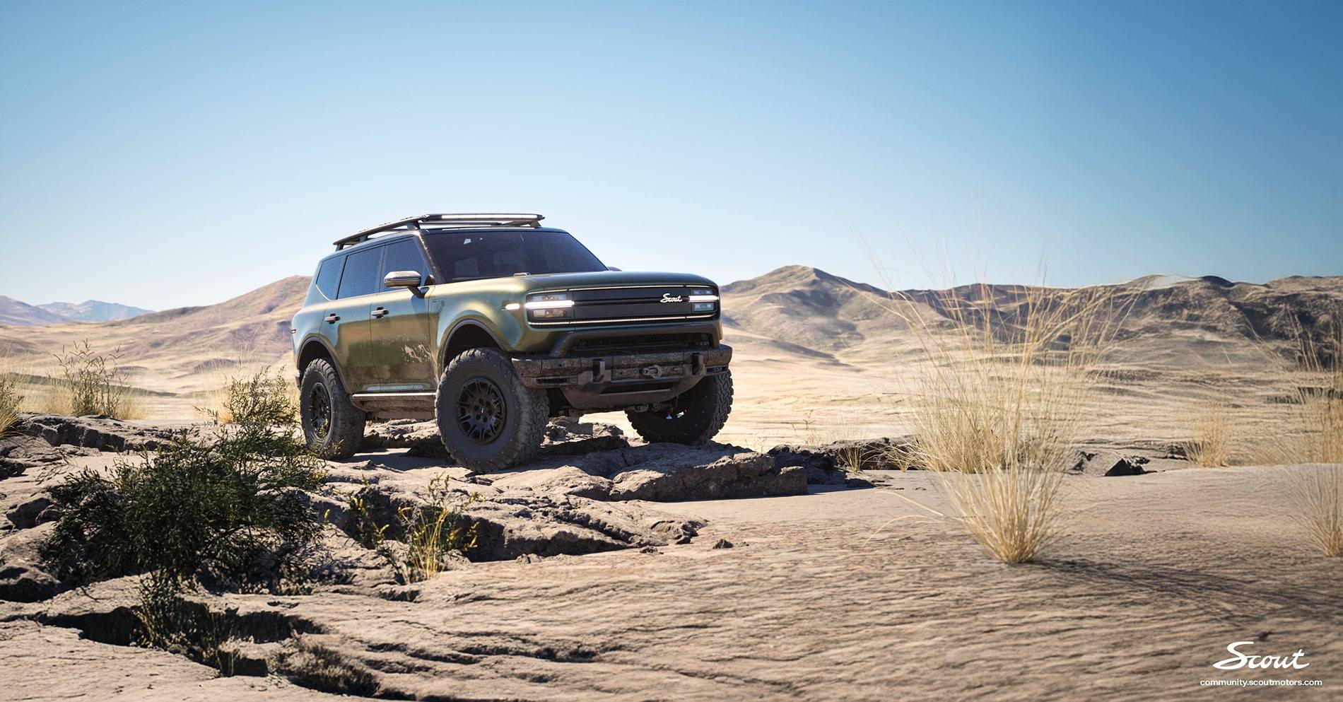 Revealed: Green Scout Traveler Off-Road Concept | Scout Motors EV Forum - Terra Pickup ...