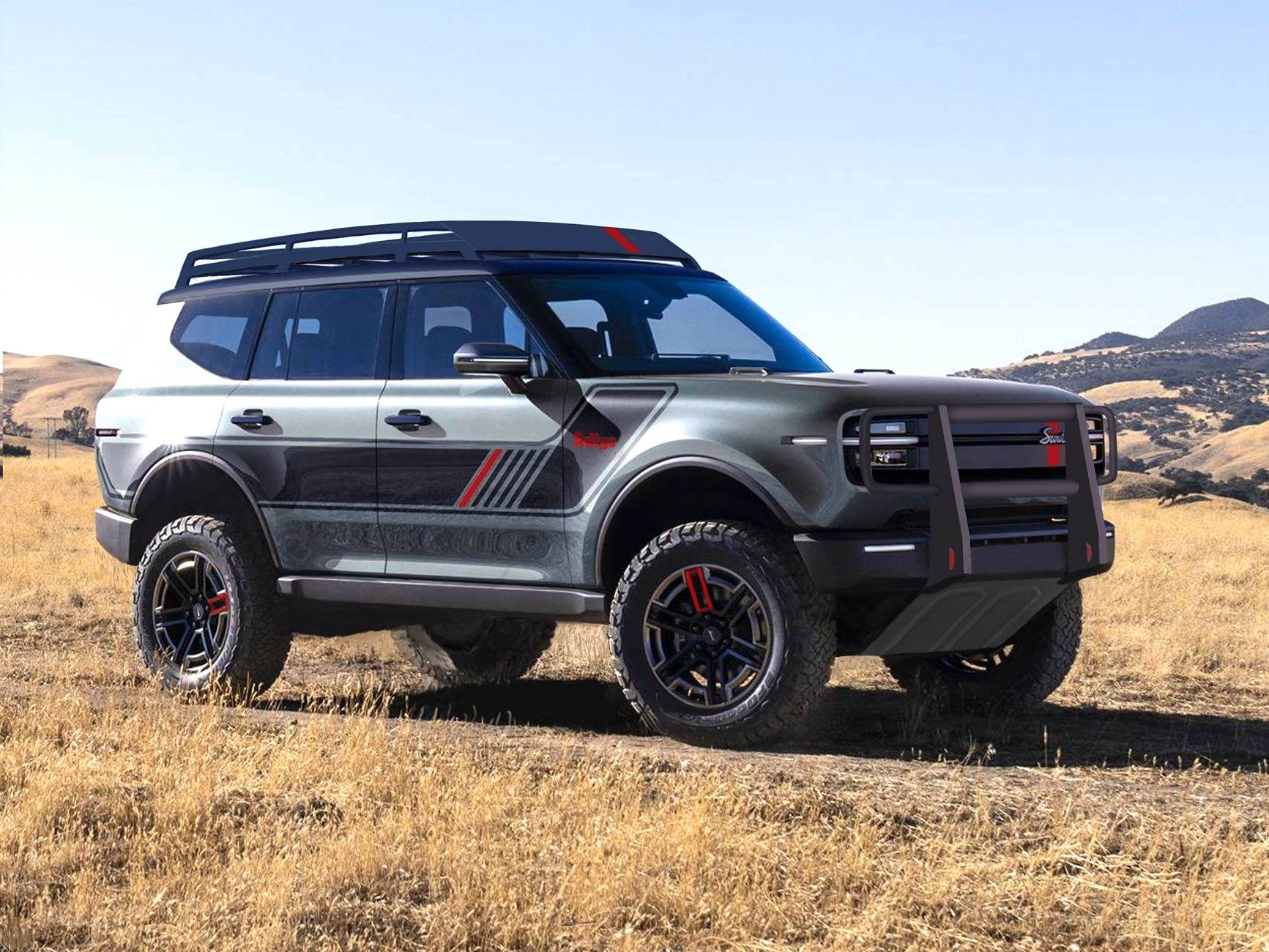 Scout Traveler w/ lift kit, roof rack, grille guard / brush guard with ...